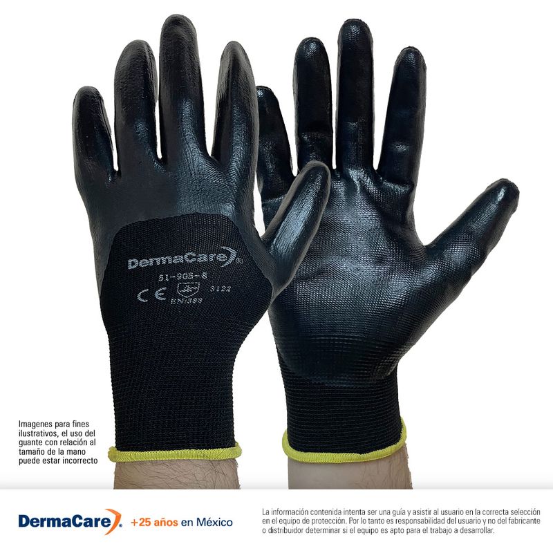 Guante de nylon negro c/ nitrilo sólido | EPP | Safety Store MX