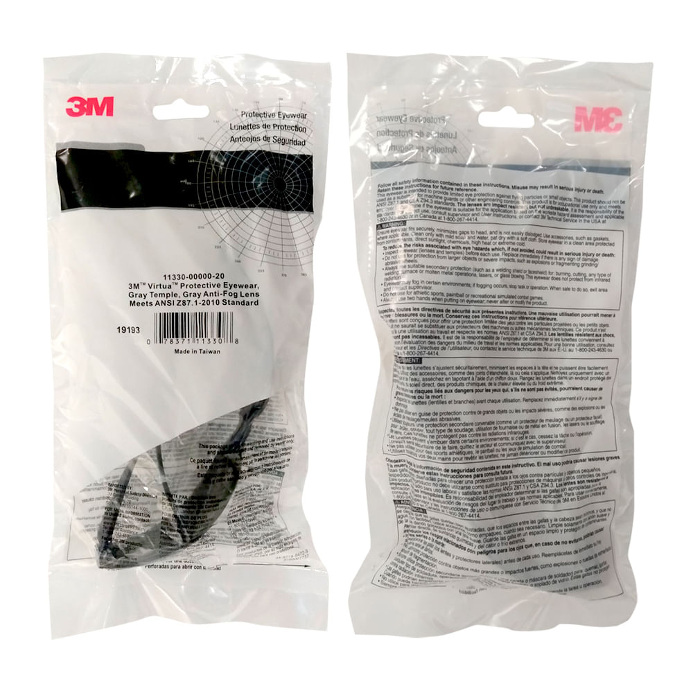 Lente Virtua, Mica Gris Antiempañante - 3M | Safety Store MX